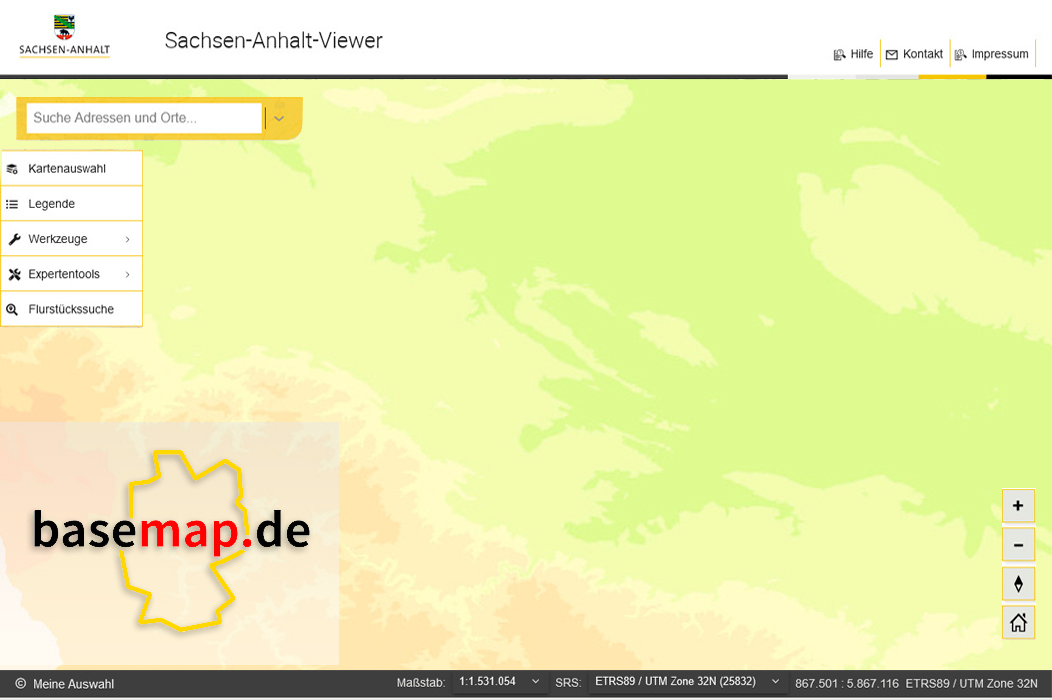 basemap.de Web Raster jetzt im Sachsen-Anhalt-Viewer